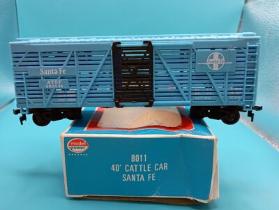 MODEL POWER HO SCALE 40' CATTLE LIVESTOCK CAR SANTA FE BLUE ATSF 582039 ...