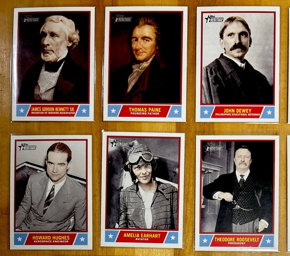 2025 Topps Heritage Notable Americans 17 Card Lot Paine Fermi Earhart ...