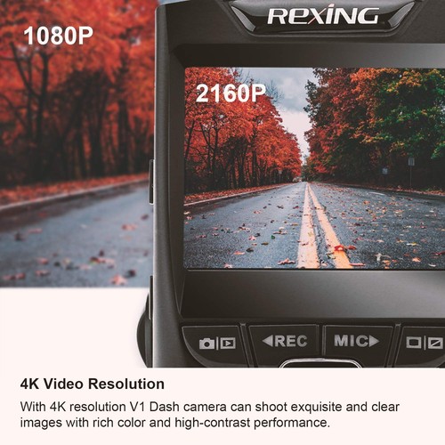 REXING V1 - 4K Ultra HD Car Dash Cam 2.4" LCD Screen, Wi-Fi, 170° Wide ...