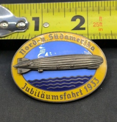 Pre-WWII/2 German 1933 yellow enamel Zeppelin badge pin-back ...