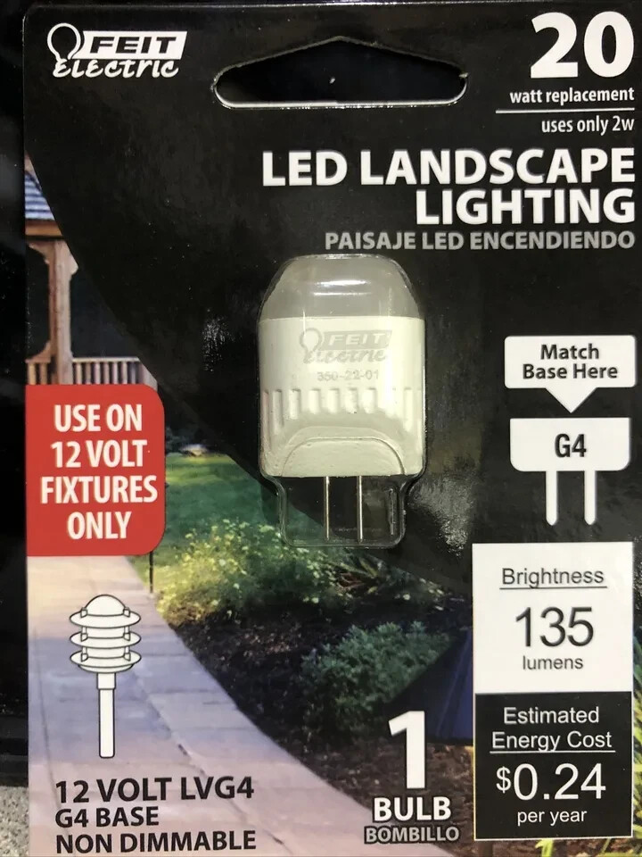 Lot of 4 Feit LED Landscape Low Voltage 12V 20W/2W G4 Lamp Light Bulb ...