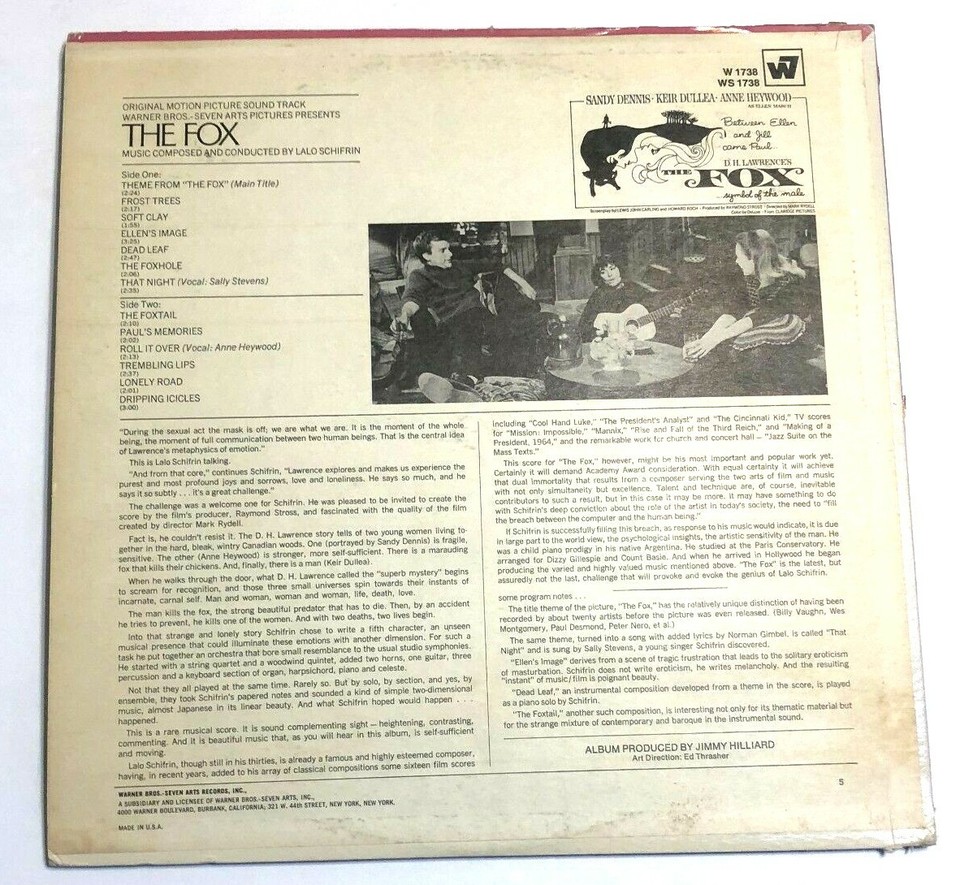 The Fox Original Soundtrack Album Lp Lalo Schifrin Nm- | eBay