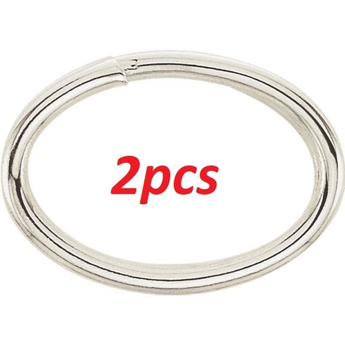 (2) 4.8x6.8mm OD 14k Solid White Gold Oval Split Jump Ring Keychain ...