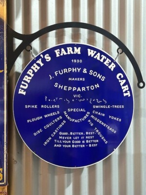 FURPHY FARM WATER CART 560 MM ROUND METAL SIGN WITH HANGER DOUBLE SIDED ...