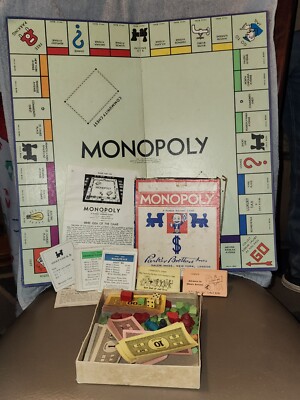 Vintage 1937 Monopoly Board Game & Pieces Parker Brothers, 1937, Great ...