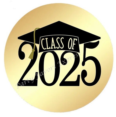 CLASS OF 2025 GRADUATION GOLD FOIL ENVELOPE SEALS LABELS STICKERS PARTY ...