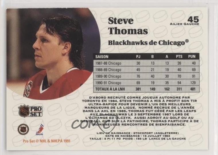 1991-92 Pro Set French Steve Thomas #45 | eBay