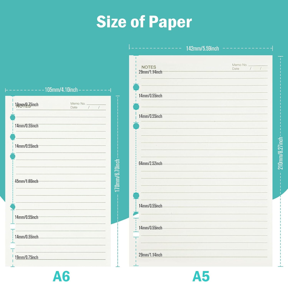 A6 Refill Paper, 320 Pages A6 Loose Leaf Paper 6 Hole Notebook Refills ...