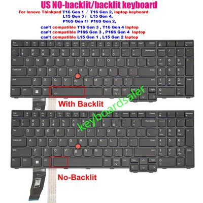 New US Keyboard For Lenovo Thinkpad T16 /P16S Gen 1 Gen 2 L15 Gen 3 Gen ...