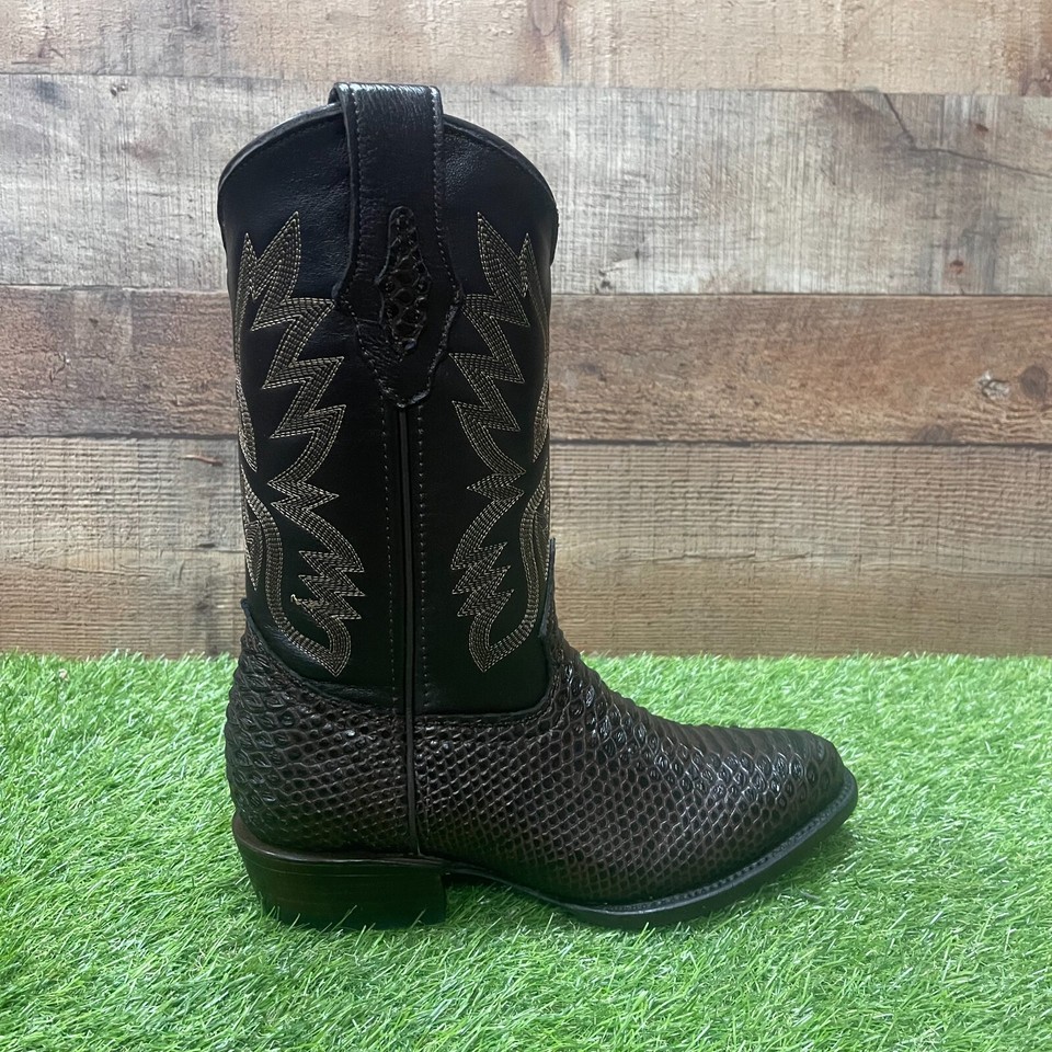 Men's Western Cowboy Genuine Leather Python Print Pointy Brown Mexican ...