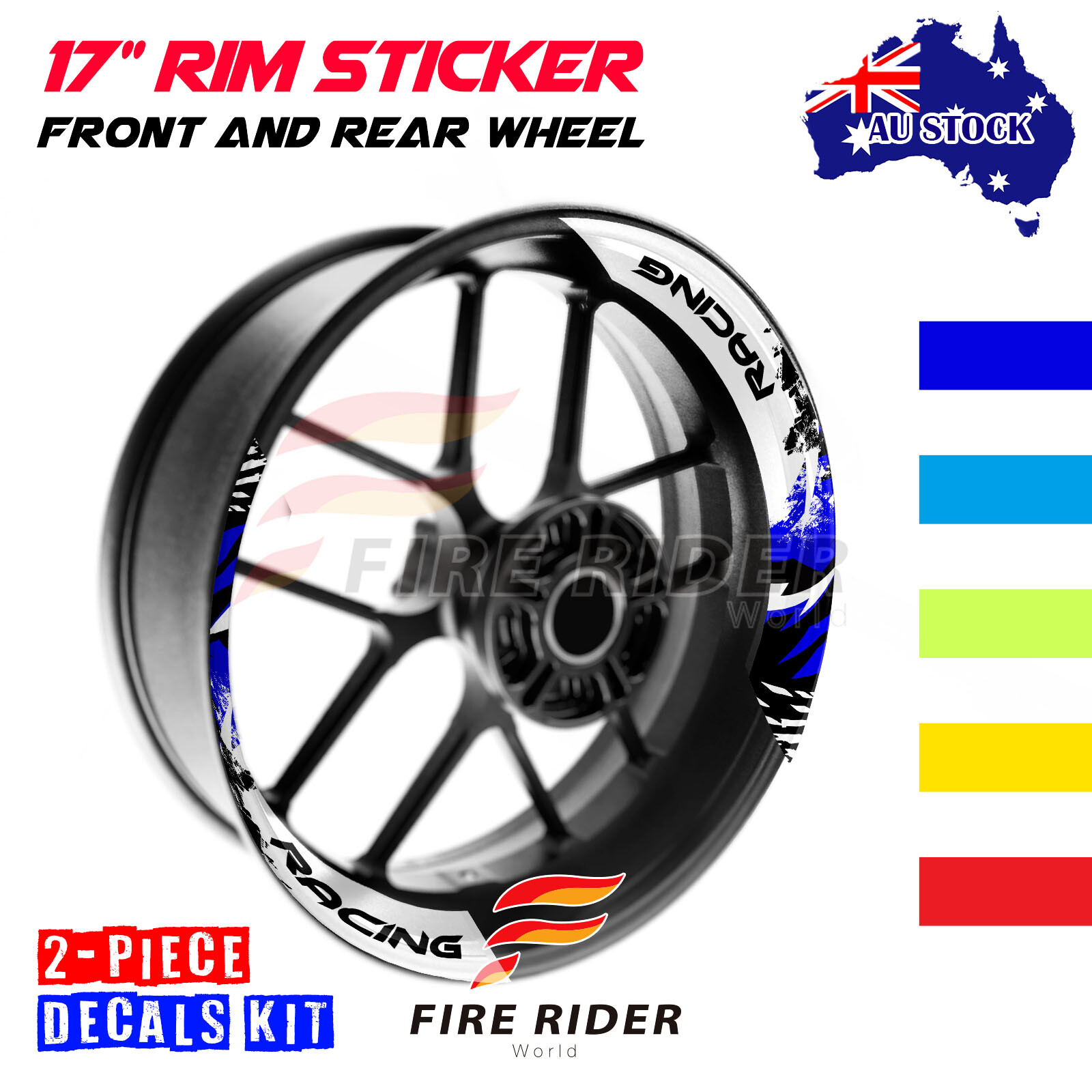Blue S05 17" Wheel Sticker Rim Decal Stripes AU For Monster 600 97-01 ...
