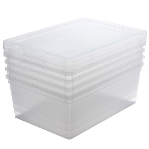 Simplify 4 Pack Stackable Storage Bins with Lids in Clear Dimensions: 14.25"x 7. 633125291635| eBay