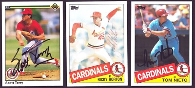 TOM NIETO RICKY HORTON 1985 TOPPS SCOTT TERRY AUTOGRAPH SIGNED LOT 3 ...