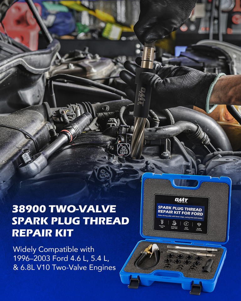 OMT 38900 Spark Plug Thread Repair Kit for Ford 4.6L 5.4L 6.8L Two ...