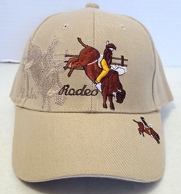 New Tan Cowboy Rodeo Embroidered Bull Riding Adjustable Baseball Hat ...