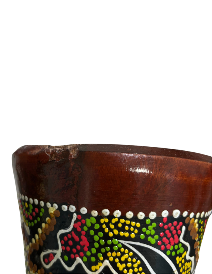 DJEMBE DRUM BONGO CONGO 12" HAND CARVED PAINT AFRICAN ABORIGINAL WOOD ...
