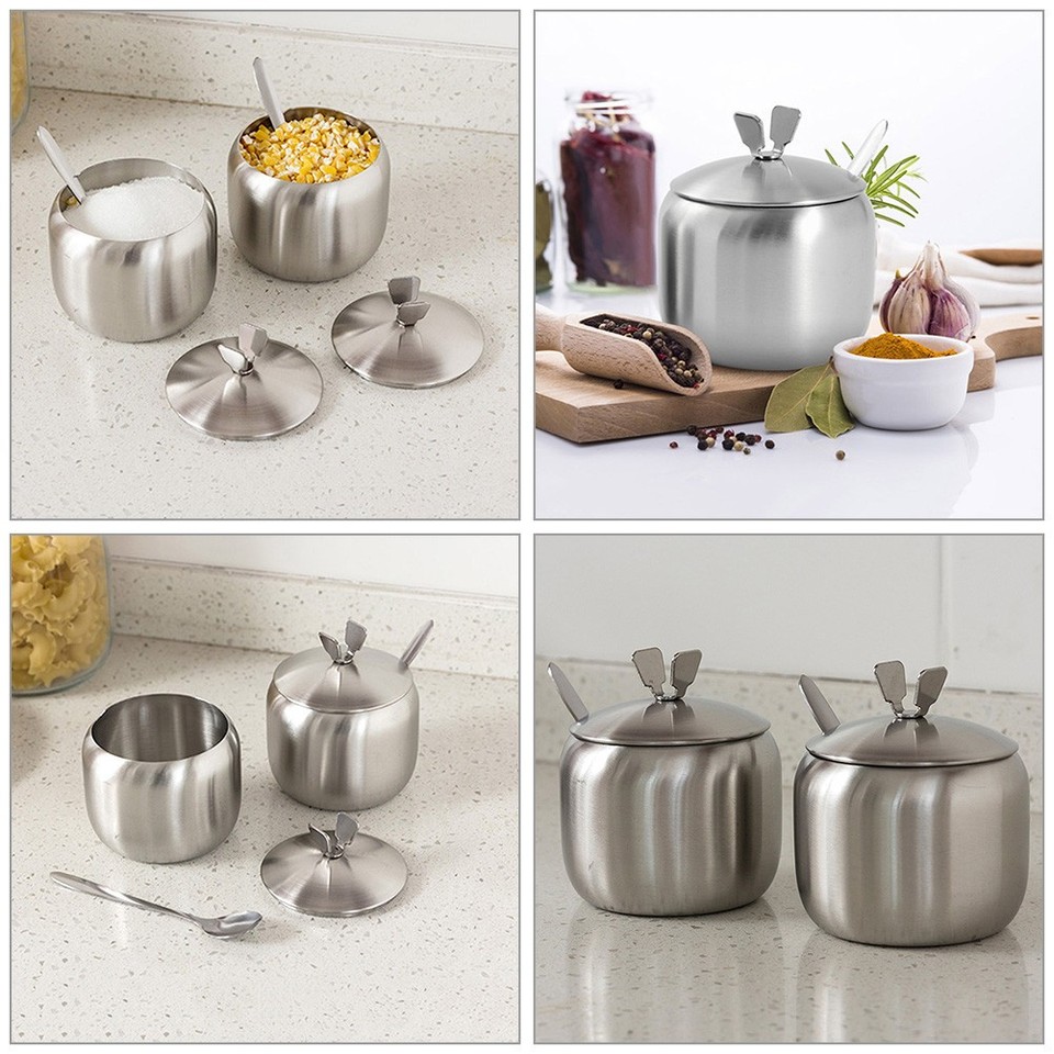 Stainless Steel Condiment Container Pot Kitchen Jars for Storage | eBay ...