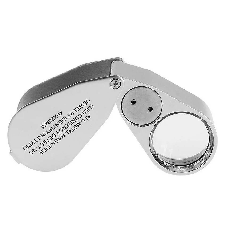 40x Pocket Magnifier Magnifying Jeweler Loupe Glass with LED Light ...