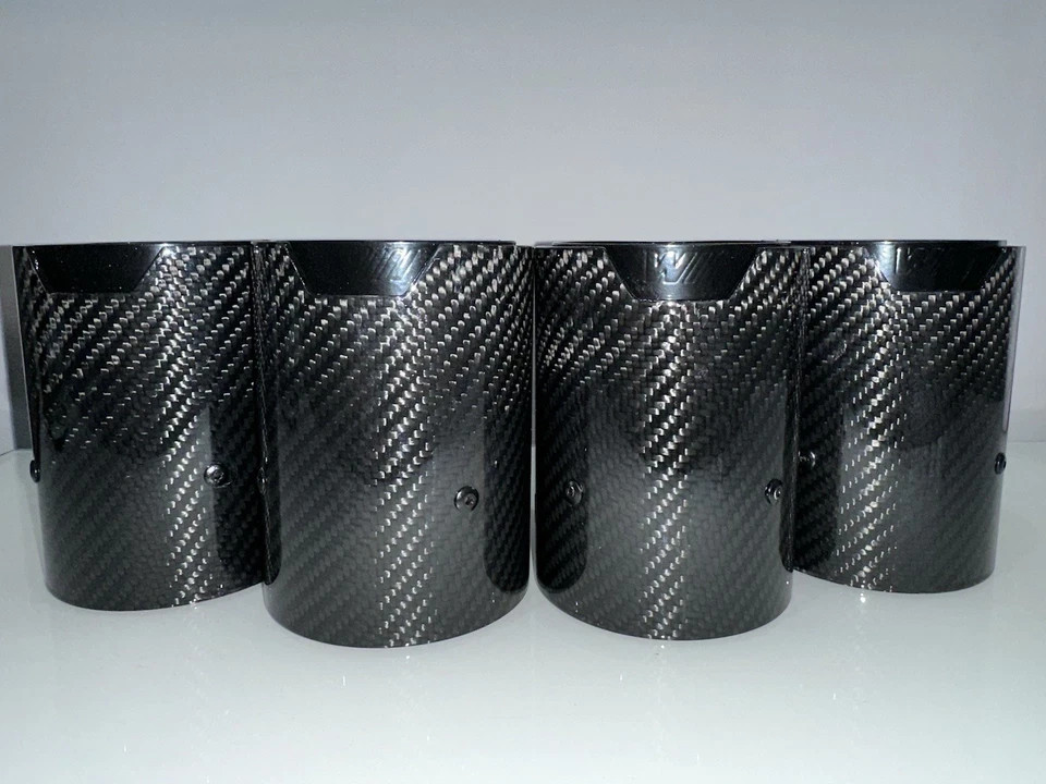 4 BMW BLACK CARBON FIBRE EXHAUST TIPS 4.1” M3 G80 G81 , M4 G82 G83 ,M2 ...