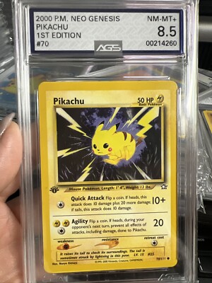 2000 Pokemon Neo Genesis 1st Edition #70 Pikachu 1st Edition Graded AGS ...