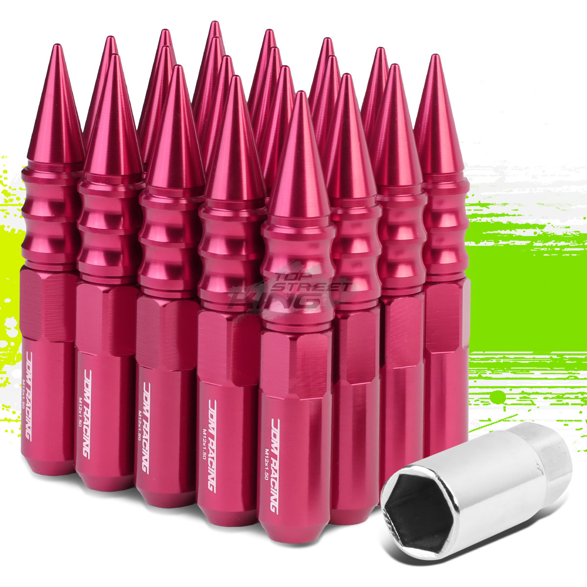 JDM ALUMINUM PINK M12X1.5 20MM OD 60MM LUG NUTS W/63MM CAP 20PCS/SET ...