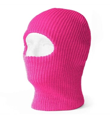 Florescent Neon Hot Pink 1 One Hole Knit Face Mask Stocking Cap Kids ...
