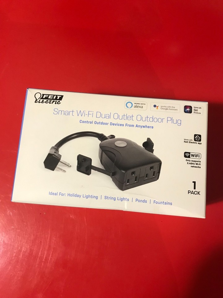 FEIT Electric Outdoor Smart Wi-Fi Dual Outlet Wall Plug NEW | eBay