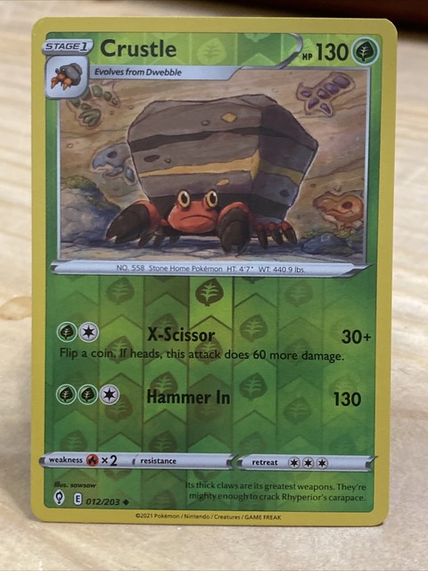 Pokémon TCG Crustle Evolving Skies 012/203 Reverse Holo Uncommon for ...