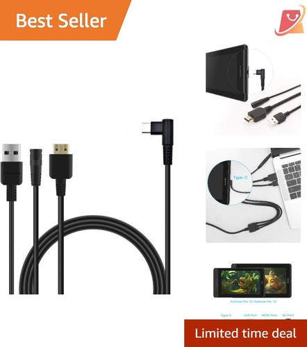 3-in-1 Cable HDMI USB C for KAMVAS Pro 12/13/16 Graphics Monitor ...