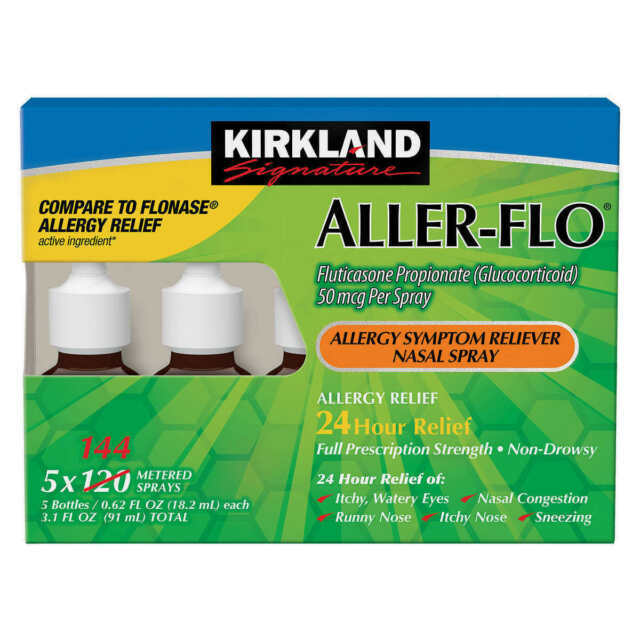 Kirkland Signature Aller-Flo, 720 Allergy Sprays 5 Bottles 144 Sprays ...