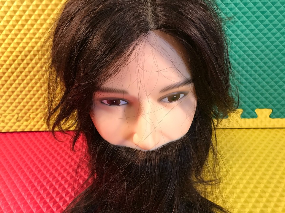 Burmax Cosmetology Mannequin Head Real Hair Dylan with Mustache and ...