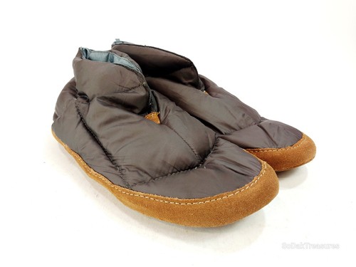 Eddie Bauer Goose Down Puffer Insulated Slippers Booties Brown Mens 12 ...