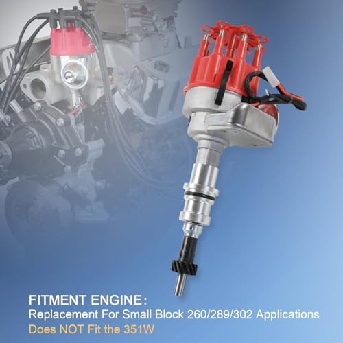 New Red Cap HEI Distributor and Plug Wires 289-302 Replacement For Ford ...