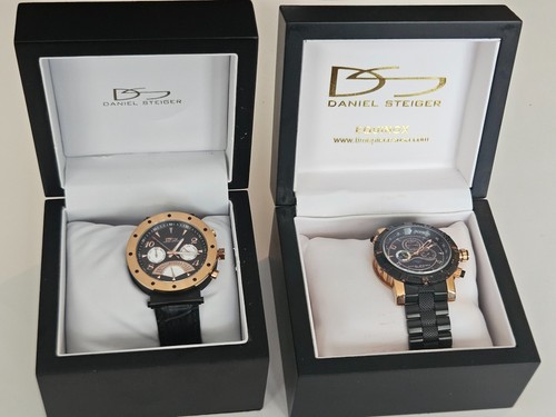 2 WRIST WATCHES-MENS-DANIEL STEIGER-EQUINOX-FLYBACK CALENDAR-ORIG BOXES ...