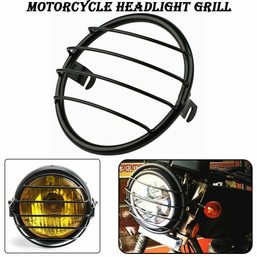 7" Retro Front Headlight Lamp Grill Side Mount Mesh Cover For Harley ...
