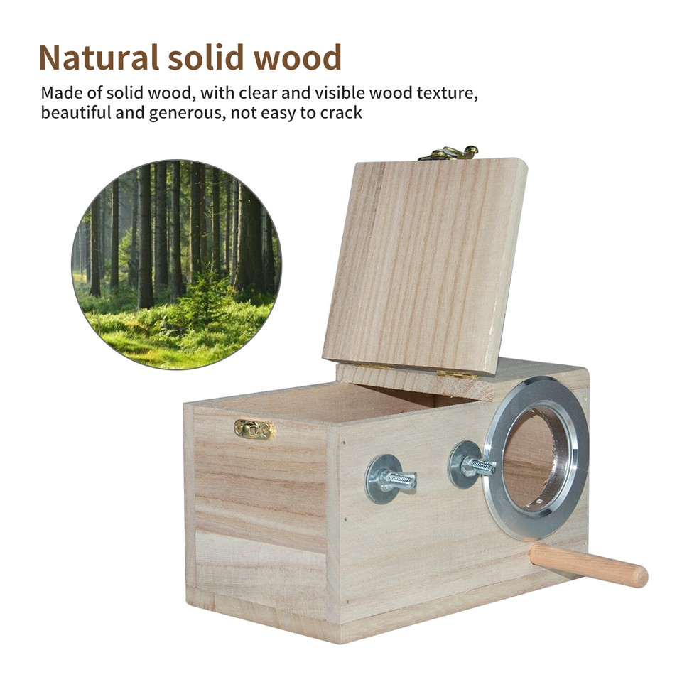 Wooden Bird Breeding Cage Nesting Box Hatching Nest Parakeet Budgie ...