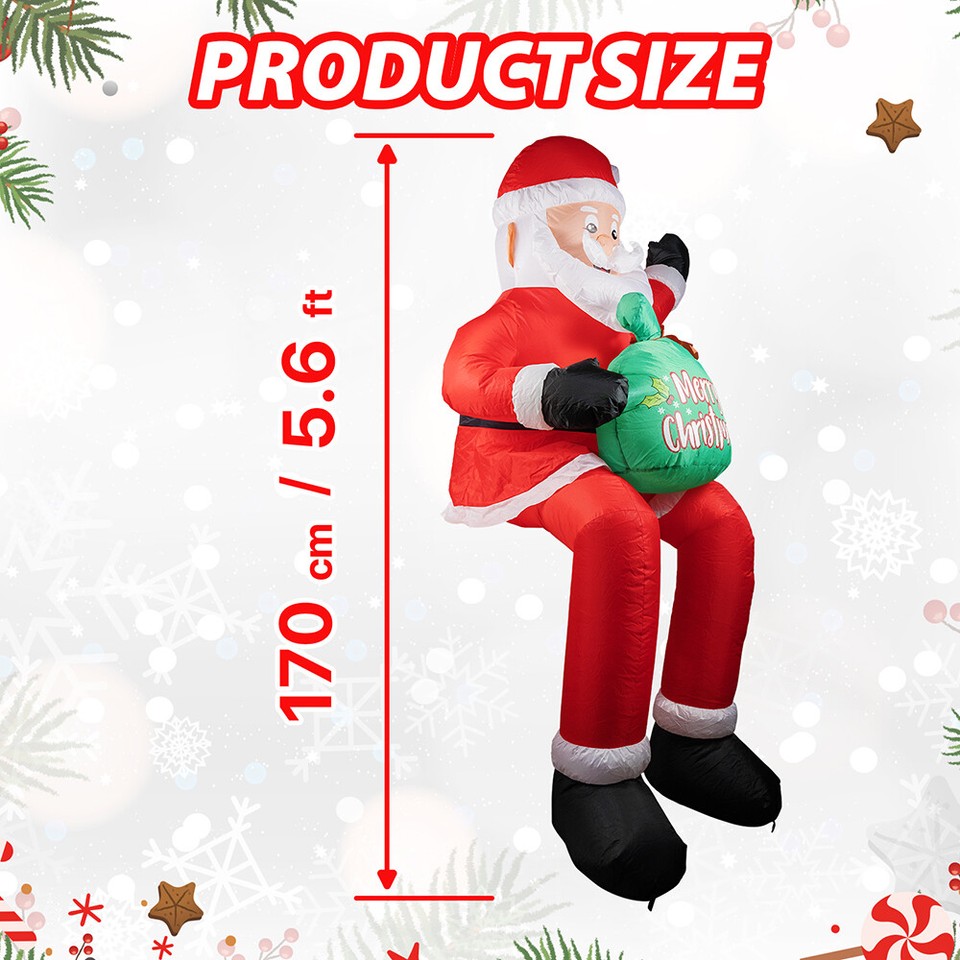 5.6Ft Christmas Inflatable Santa Claus With LED Light Blow Up Outdoor ...