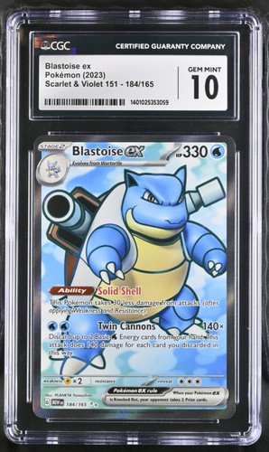 Blastoise ex 184/165 ULTRA Rare English 151 Pokemon Card CGC 10 GEM ...