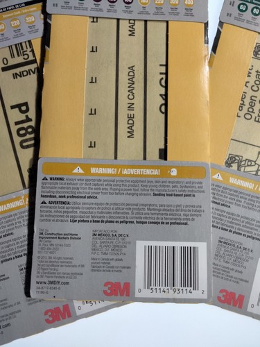 3M 180 Fine Grit SandBlaster Pro Sandpaper 3 Pks ( 15 Sheets ) 9" 11180 ...