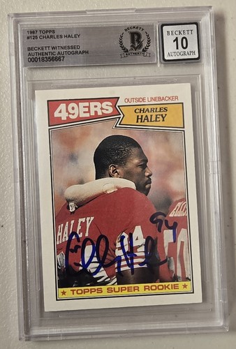 Charles Haley Signed 1987 Topps Rookie Card - Beckett Auto Grade 10 ...