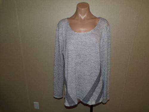 Maurices Size XL Sweater Gray Scoop Neck Lace Trim Womens X-Large Lightweight | eBay