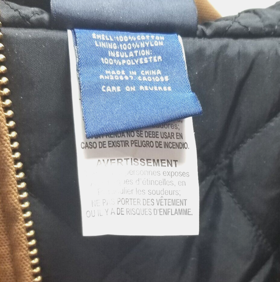 Dickies Rigid Duck Coat Hooded Jacket Zip Front Insulated Quilted Large ...