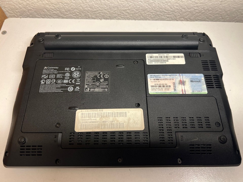 Gateway LT2104u Win 7 Netbook Laptop 10.1” 250GB HDD 2GB Ram Intel Atom ...