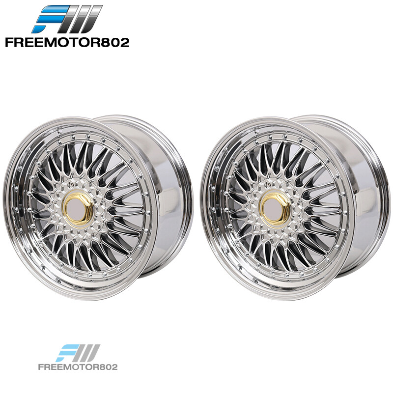 Two 18X8.0 +35 5X114.3 / 5X120 Step Lip Deep Dish Mesh Wheels Chevy ...