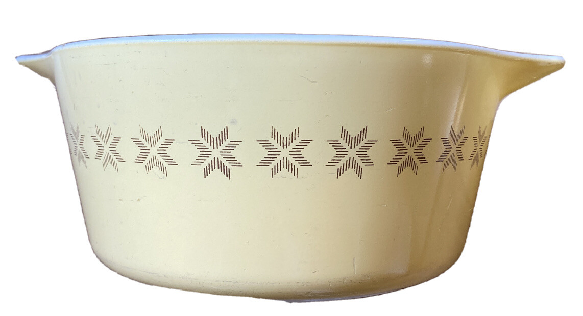 Vintage PYREX 474-B 1-1/2 QT Town & Country Brown Star / Yellow ...