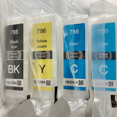 Genuine 4 Epson 786 INK Cartridges - 1 Yellow, 1 Black, & 2 Cyan New ...