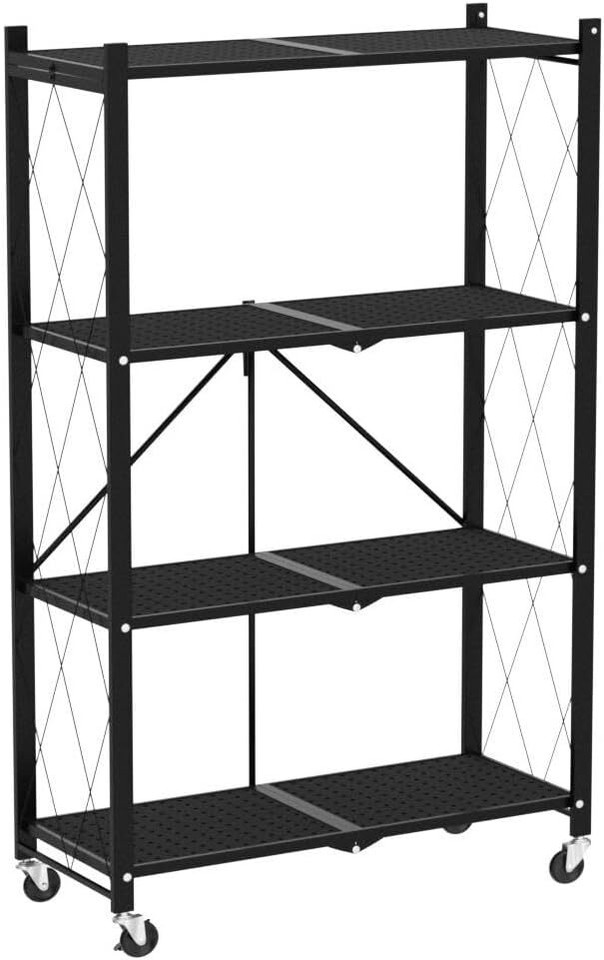 3-5 Tier Storage Shelvin Shelf Foldable Storage Shelf Wheels Garage ...