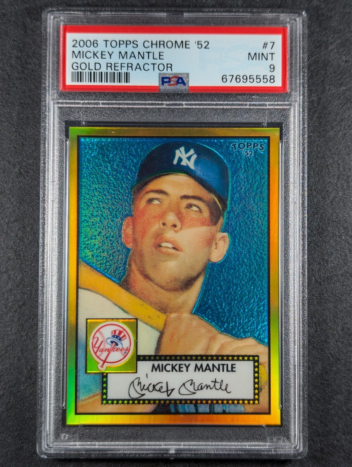 2006 Topps Chrome ***1952 MICKEY MANTLE GOLD REFRACTOR '52*** #7 PSA 9 ...