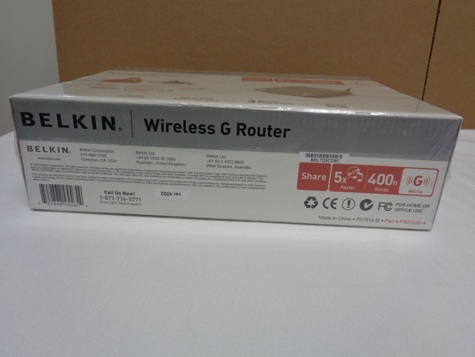 NIB Belkin Wireless G 400 Ft Range Internet Connect Router F5D7230-4 | eBay