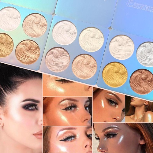 4 Colors Beauty Highlighter Palette Makeup Face Contour Powder Bronzer ...